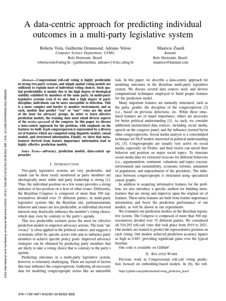 A Data-Centric Approach For Predicting Individual Outcomes in A Multi-Party Legislative System ...