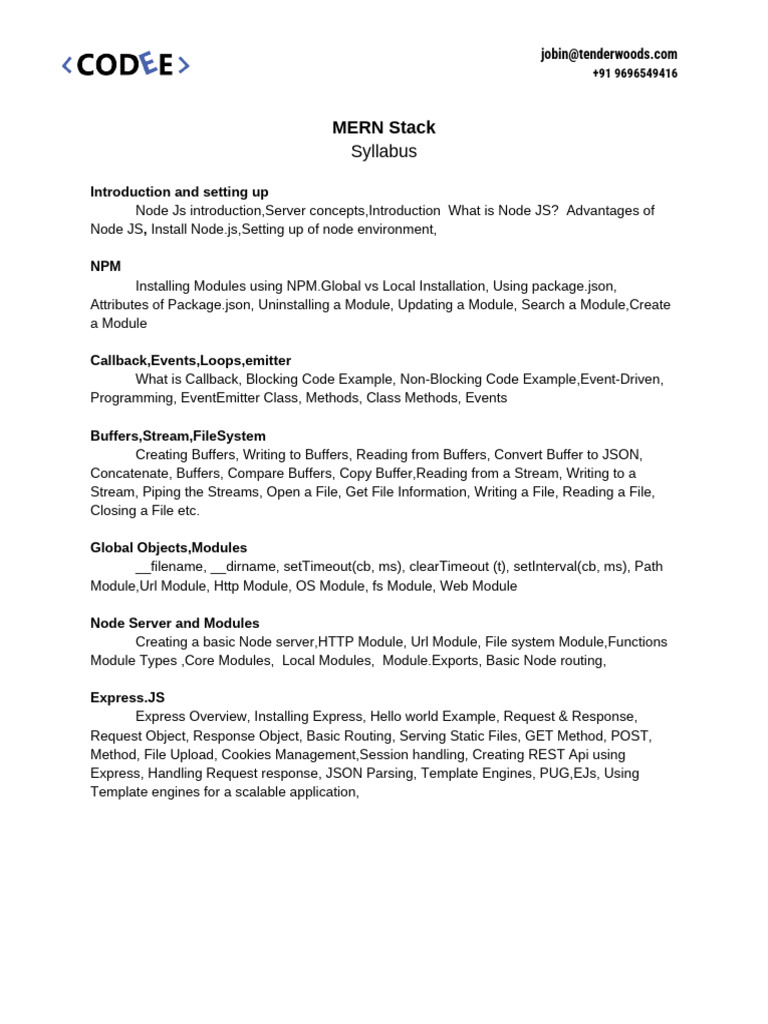 MERN Syllabus | PDF | Computing | Computer Programming MERN Syllabus | PDF | Computing | Computer Programming