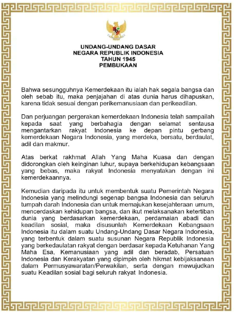 Pembukaan UUD 45 | PDF