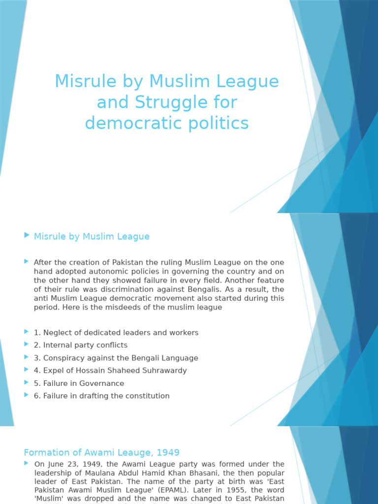 Slide 9-Misrule by Muslim League and Struggle For Democratic | PDF ...