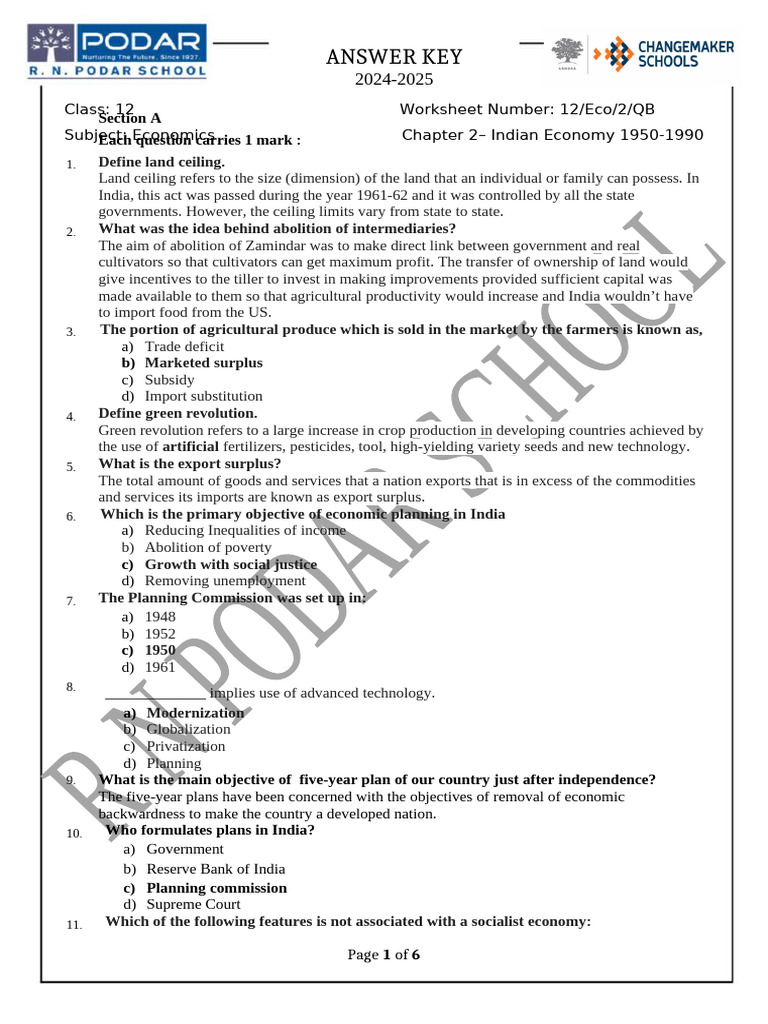 IED Ch -2 Indian Economy 1950-90 AK | PDF | Subsidy | Agriculture