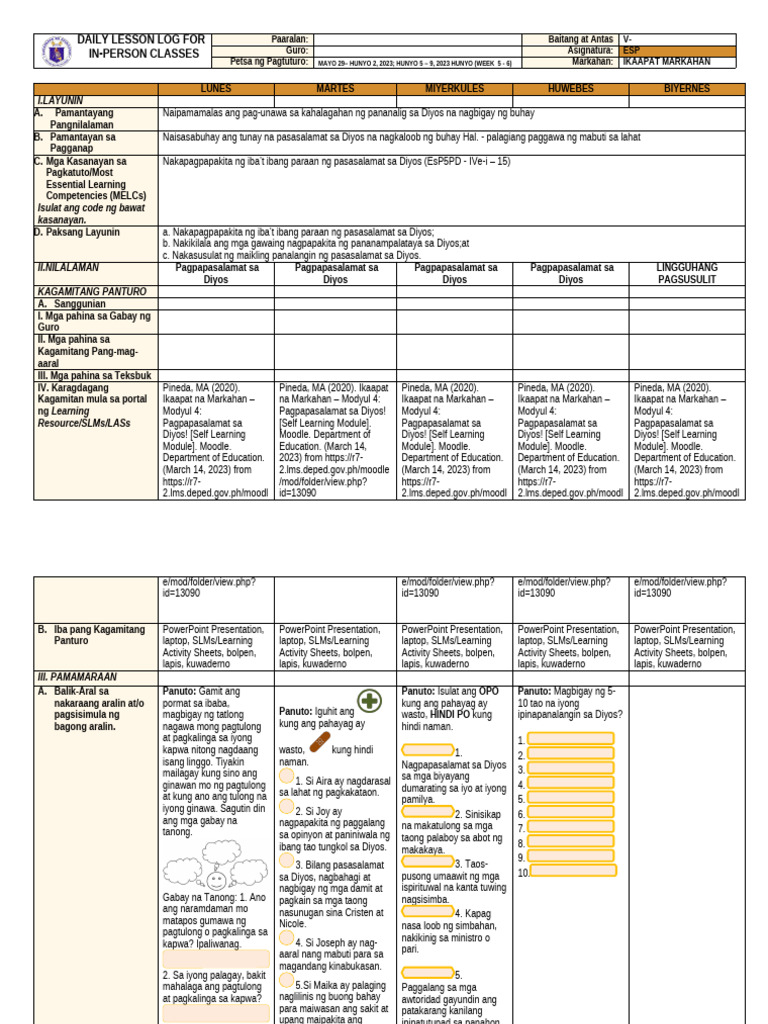 G5-Q4W5-6-DLL-ESP-MELCs | PDF