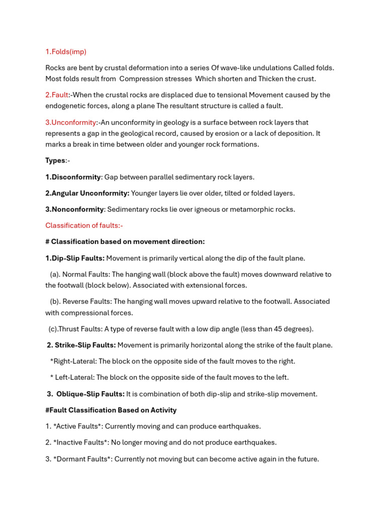 Geological Structures: Folds and Faults | PDF | Fault (Geology) | Earth ...