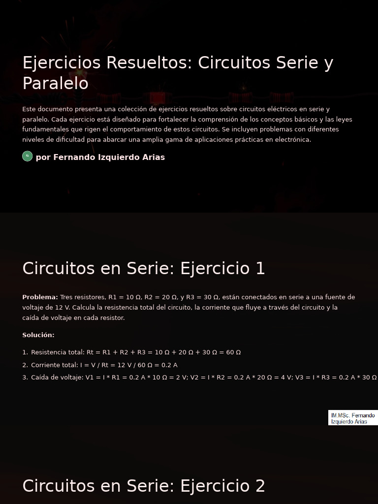 Ejercicios Resueltos Circuitos Serie y Paralelo | PDF | Red eléctrica | Resistor