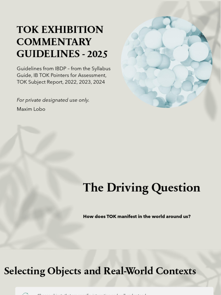 TOK Exhibition Commentary GUIDELINES 2025 | PDF | Knowledge | Cognitive ...