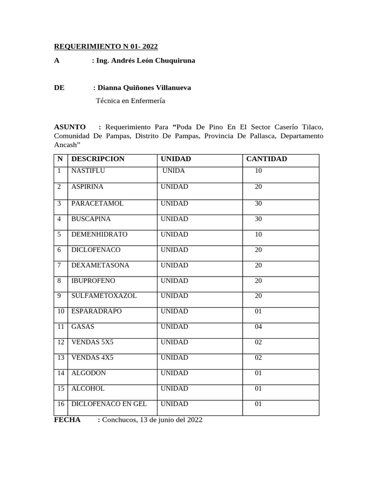 Requerimiento N 01 | PDF