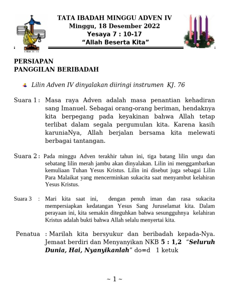 TATA IBADAH MINGGU ADVEN IV | PDF