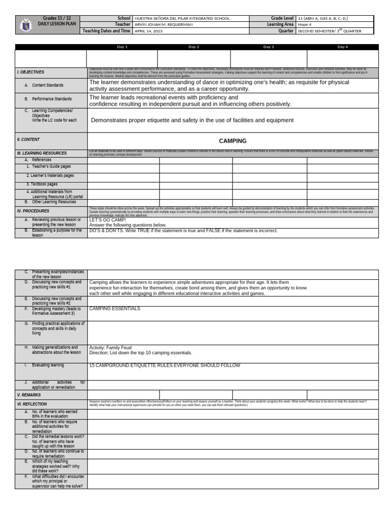 DLP WEEK 3 HOPE 8 | PDF | Learning | Educational Assessment