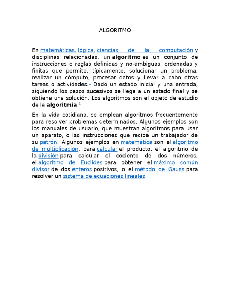Definición y ejemplos de algoritmos | PDF