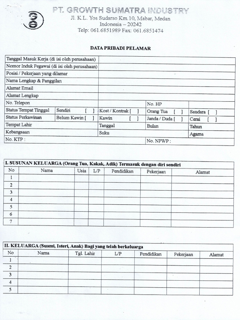 Form Data Pribadi | PDF
