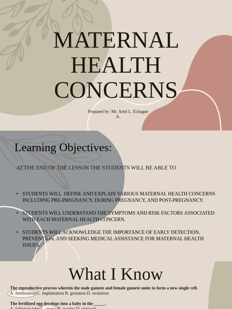 Powerpoint Presentation - Maternal Health Concerns | PDF | Pregnancy ...
