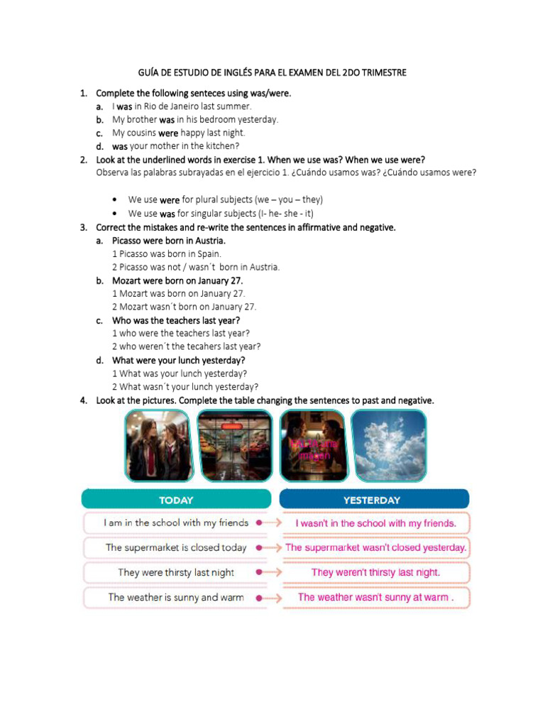 Guía de Estudio: Inglés 2do Trimestre | PDF | Adverb | Verb