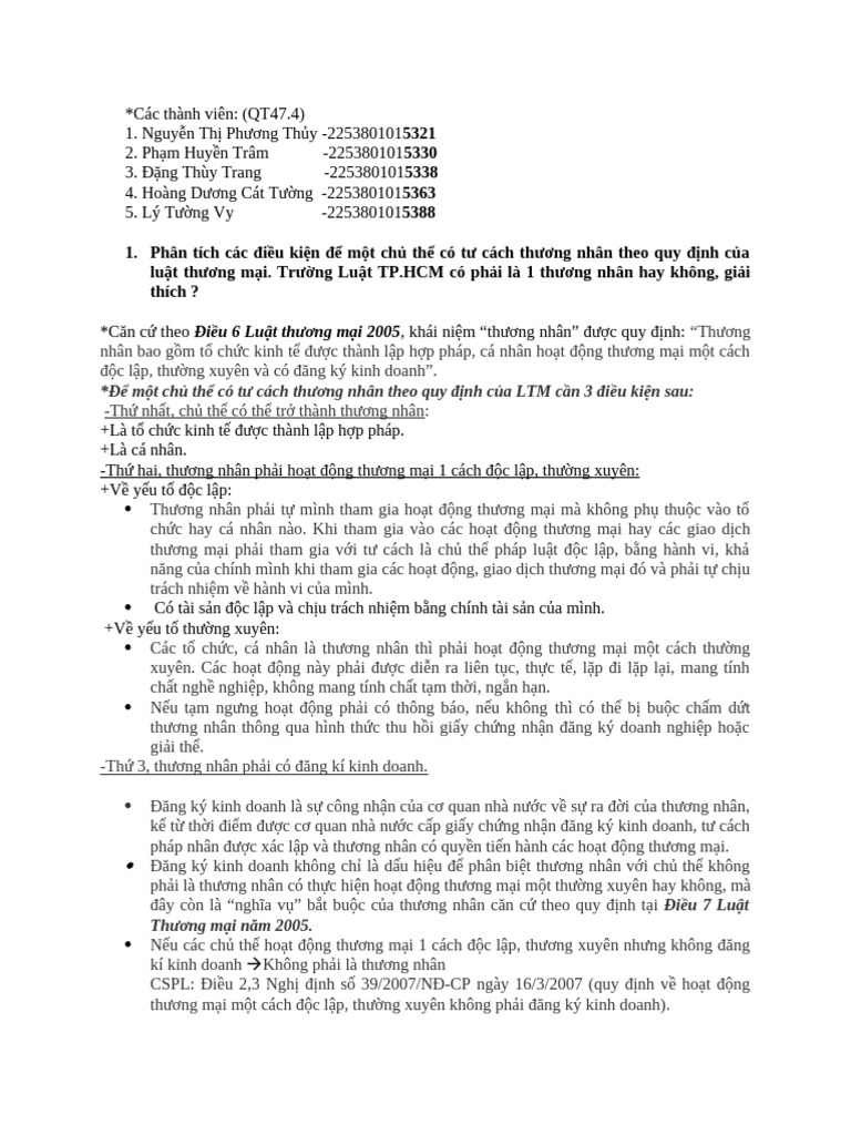 BTL2-LUẬT-THƯƠNG-MẠI | PDF