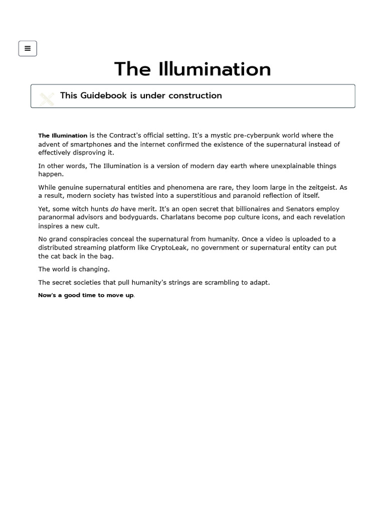 The Illumination - The Contract RPG | PDF | Paranormal | Supernatural