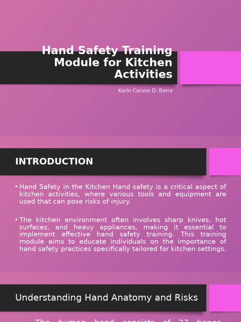 Hand Safety Training Module For Kitchen Activities | PDF | Hand | First Aid