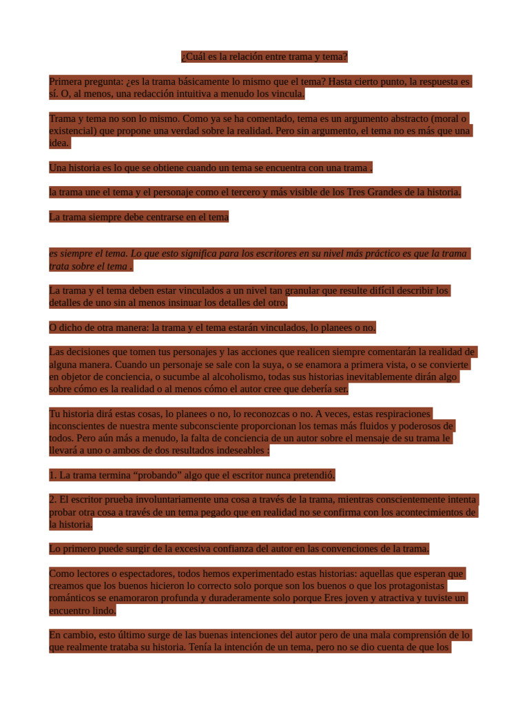 Cual Es La Relación Entre Trama y Tema | PDF | Realidad | Verdad