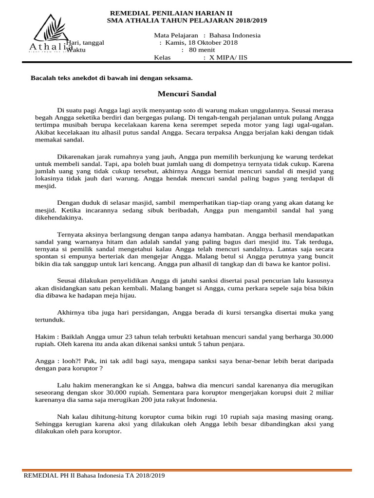 Remedial PH 2 B.INDO ANEKDOT | PDF