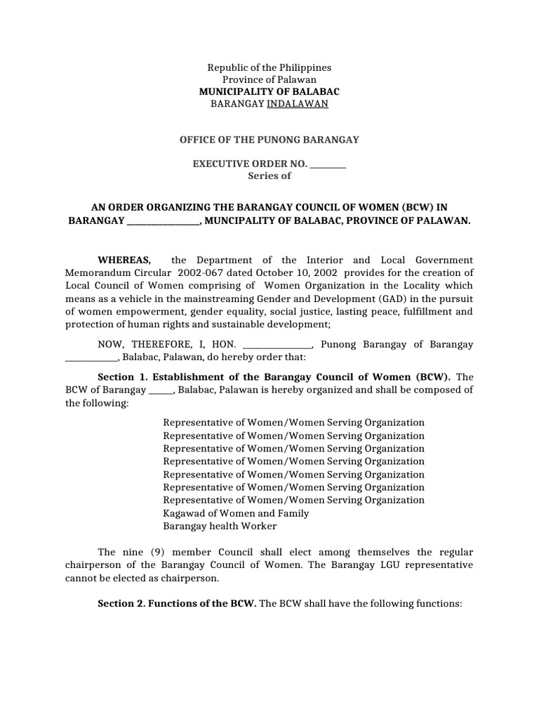 Barangay Council of Women | PDF | Gender And Development | Gender
