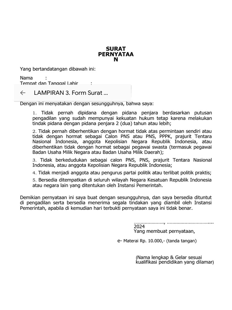 LAMPIRAN 3. Form Surat | PDF