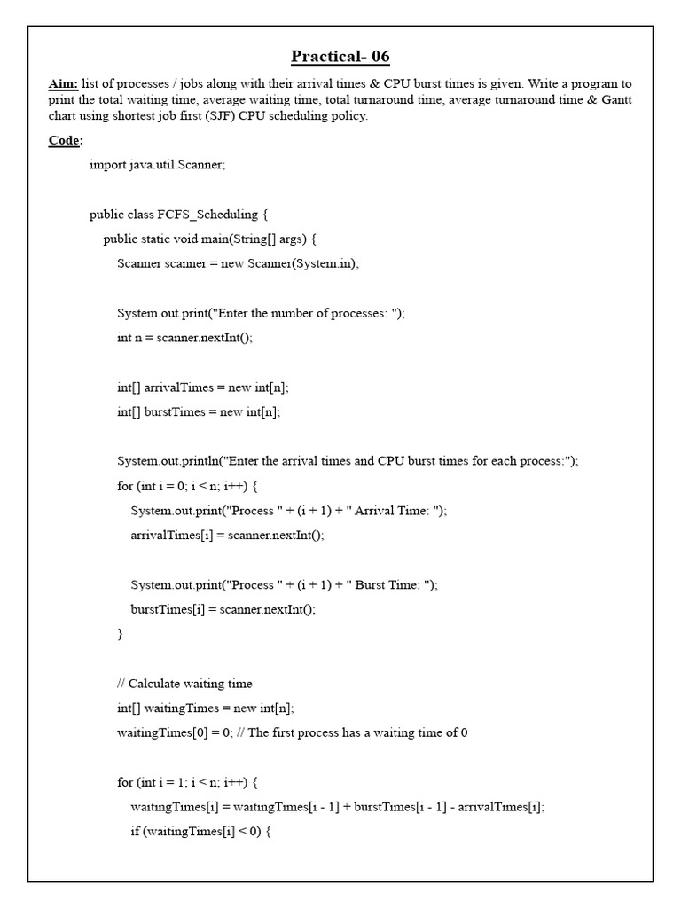 6th(SJF) | PDF | Computing | Control Flow
