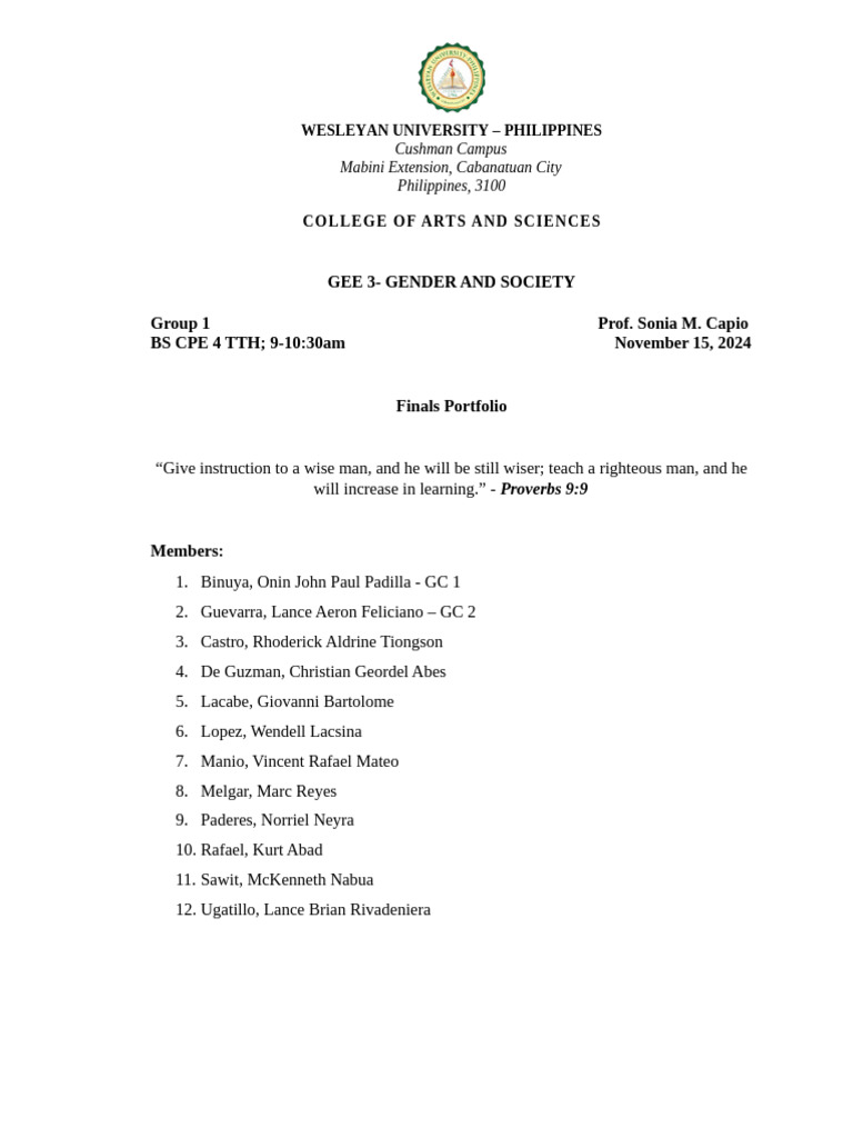 Lopez Wendell Lacsina - Finals Portfolio | PDF