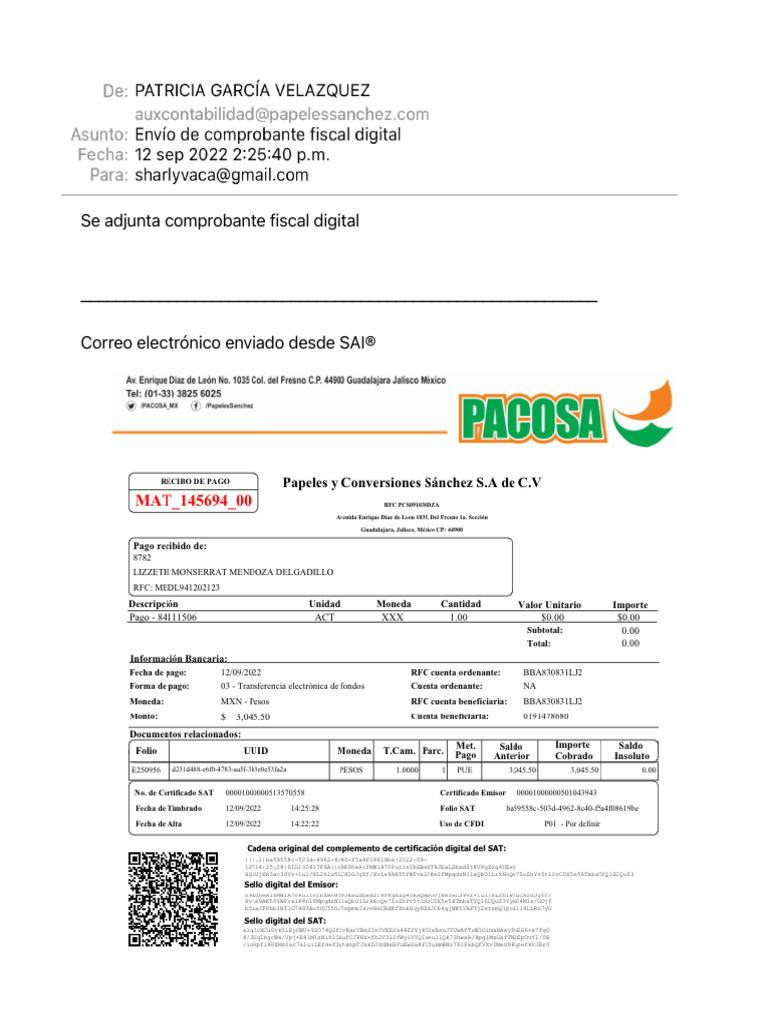 Envío de Comprobante Fiscal Digital | PDF