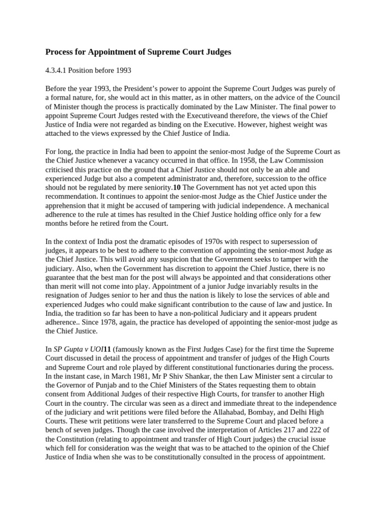 Supreme Court Judge Appointment Process | PDF | Supreme Court Of The ...