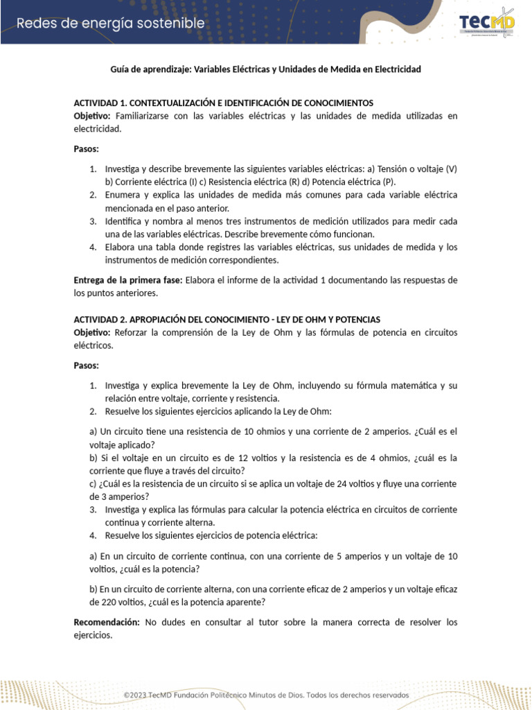 Uni1 Act3 Gui Apr Ent Uni 1 | PDF | Corriente eléctrica | voltaje