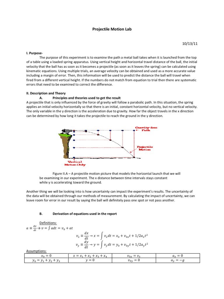 Projectile Motion Lab For Upload | PDF | Uncertainty | Observational Error