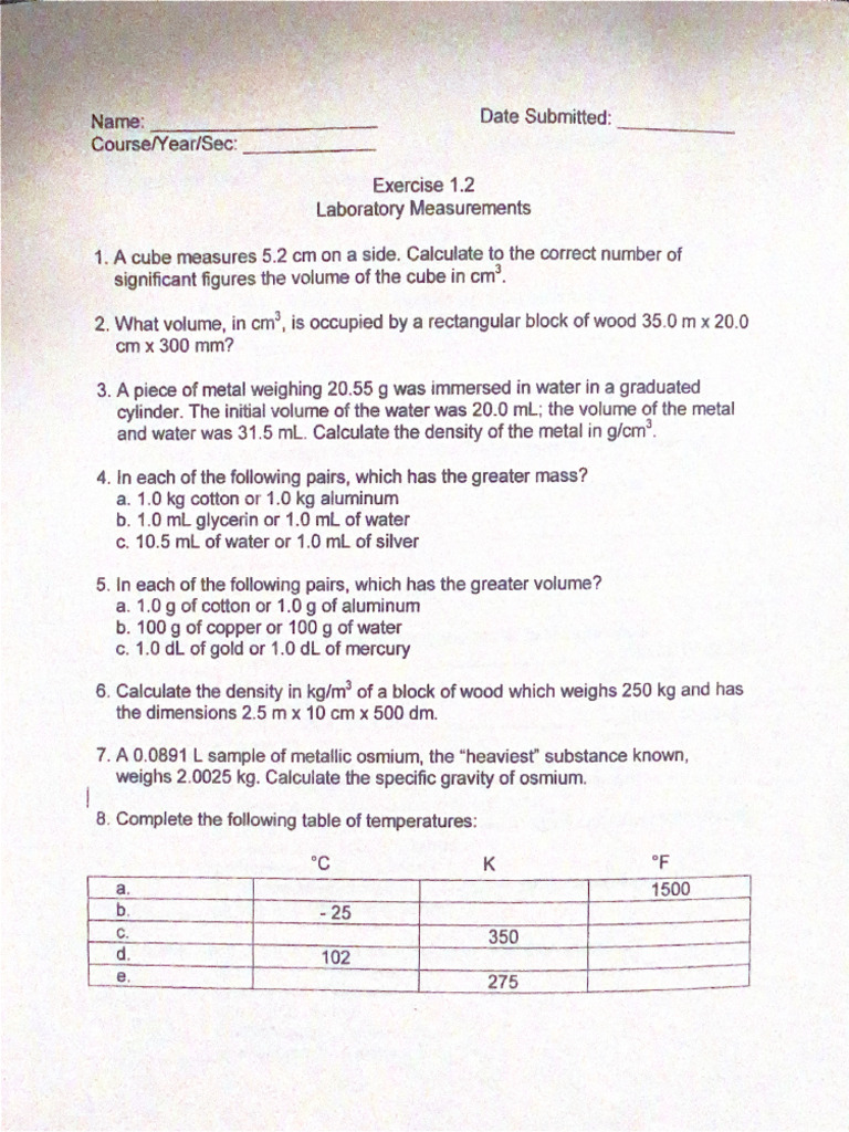 CHEM 1L LAB_Graded Activity 1 | PDF
