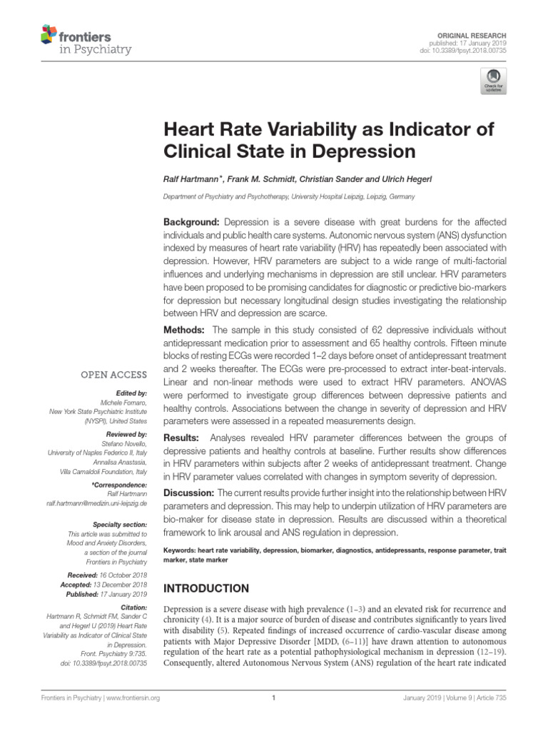 hrv depression | PDF | Major Depressive Disorder | Mental Disorder