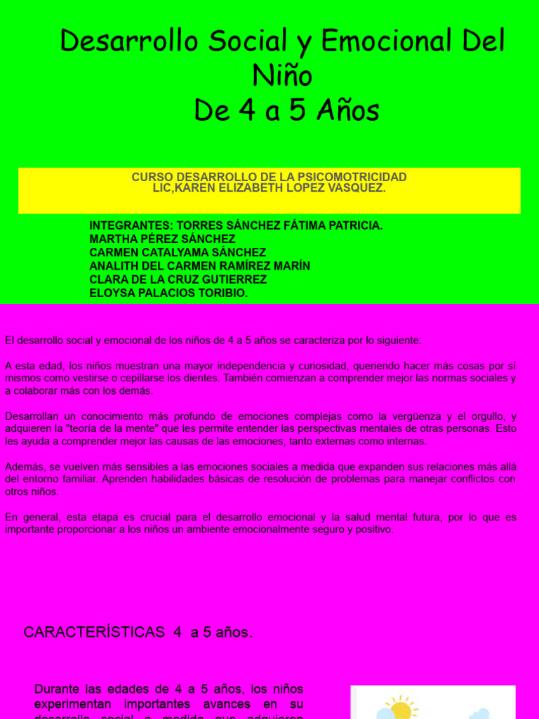 Desarrollo Social y Emocional Del Niño De 4 a 5 Años (1) | PDF | Las ...