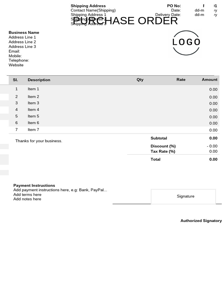 Letterhead Purchase Order Template 2 | PDF