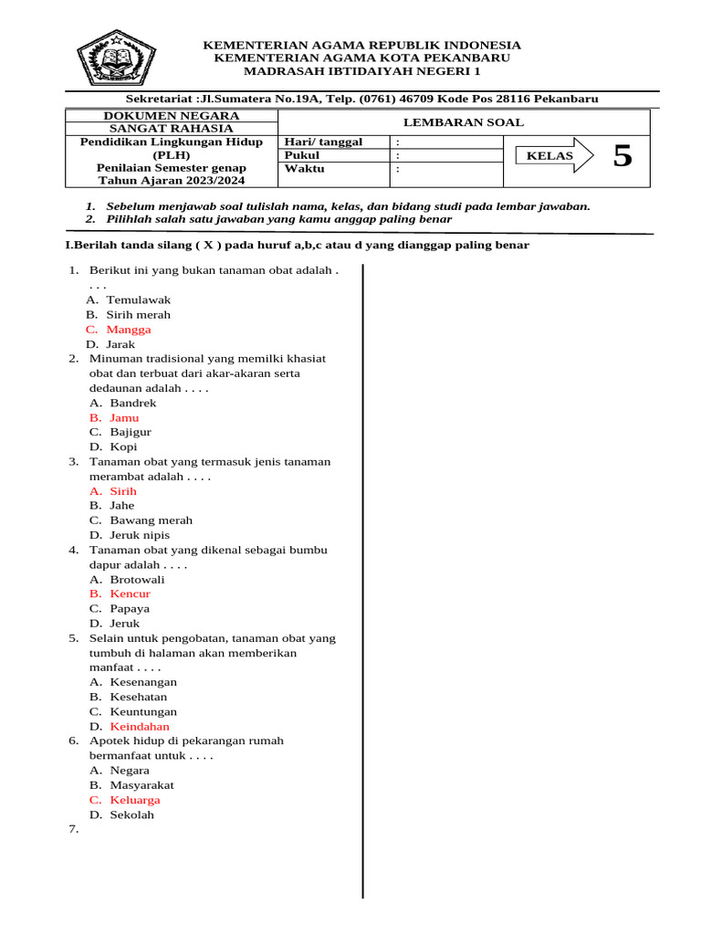 SOAL MTK GENAP 2024 | PDF
