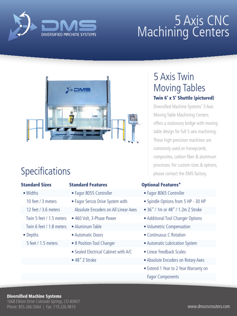 DMS 5 Axis Twin Moving Tables v5 | PDF | Mechanical Engineering | Machines
