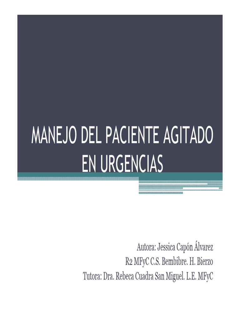 Manejo Del Paciente Agitado en Urgencias | PDF | Trastorno mental ...