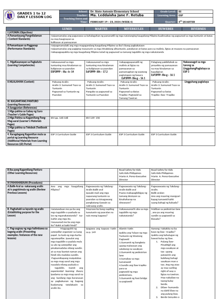 DLL - Esp 3 - Q3 - W4 | PDF