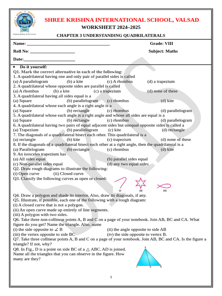 Maths Class 8 Chap 3 Understanding Qudrilaterals | PDF | Rectangle ...