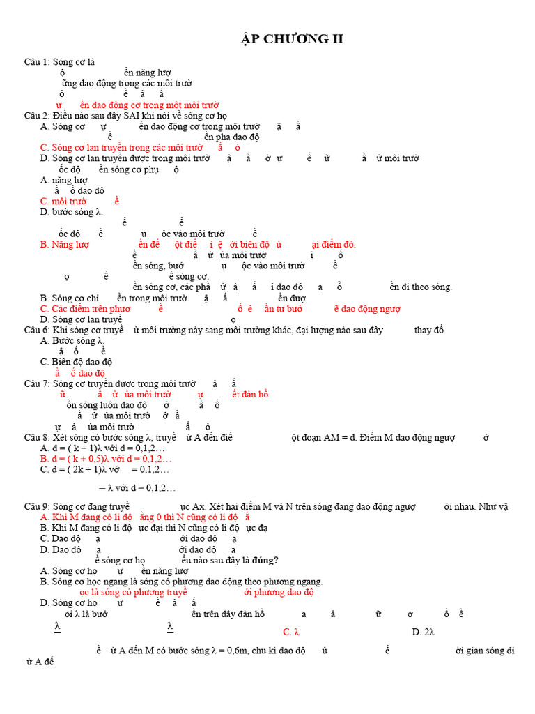 BT Chuong Song Co Co Dap An | PDF