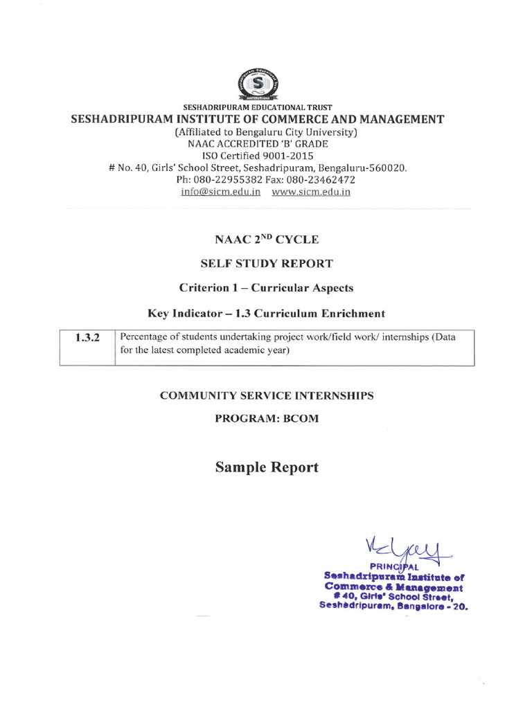 Sample Report Bcom Community Internship | PDF