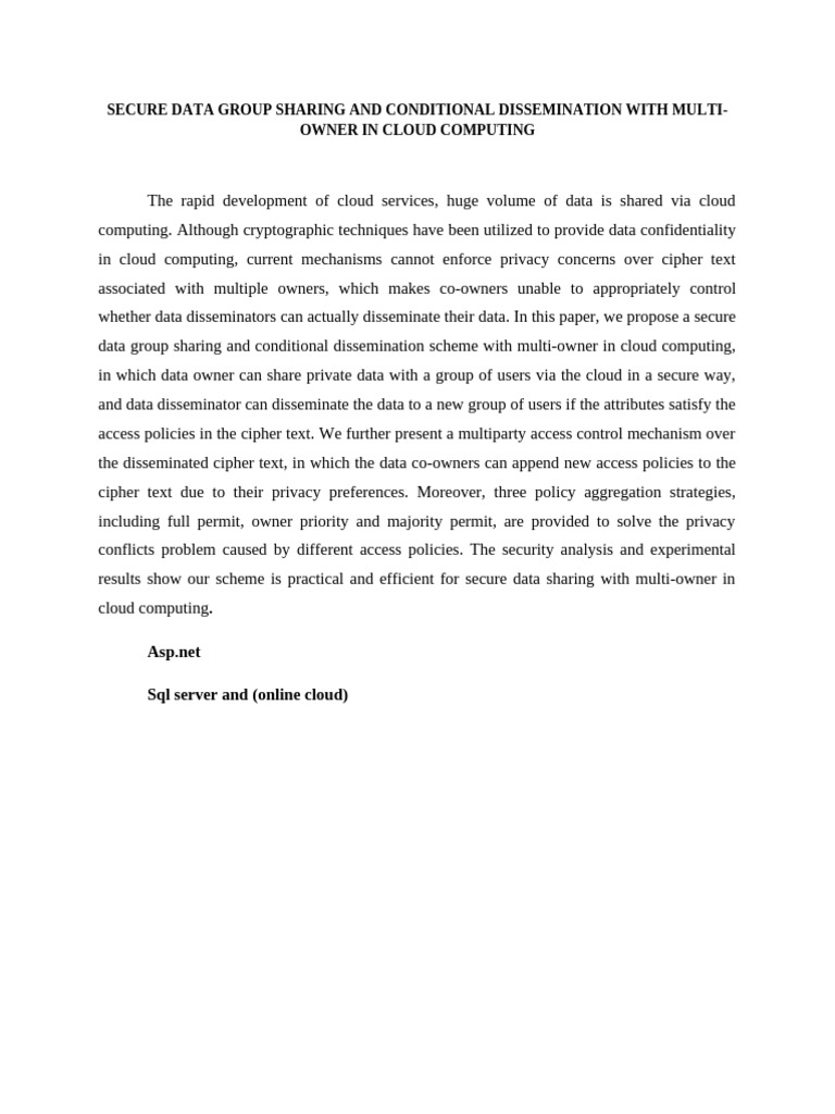 Secure Data Group Sharing and Conditional | PDF | Cloud Computing | Privacy