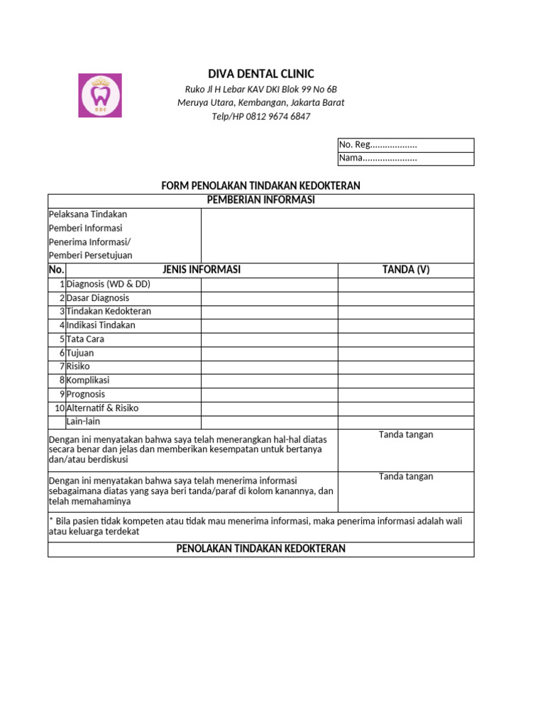 Form Penolakan - Diva | PDF