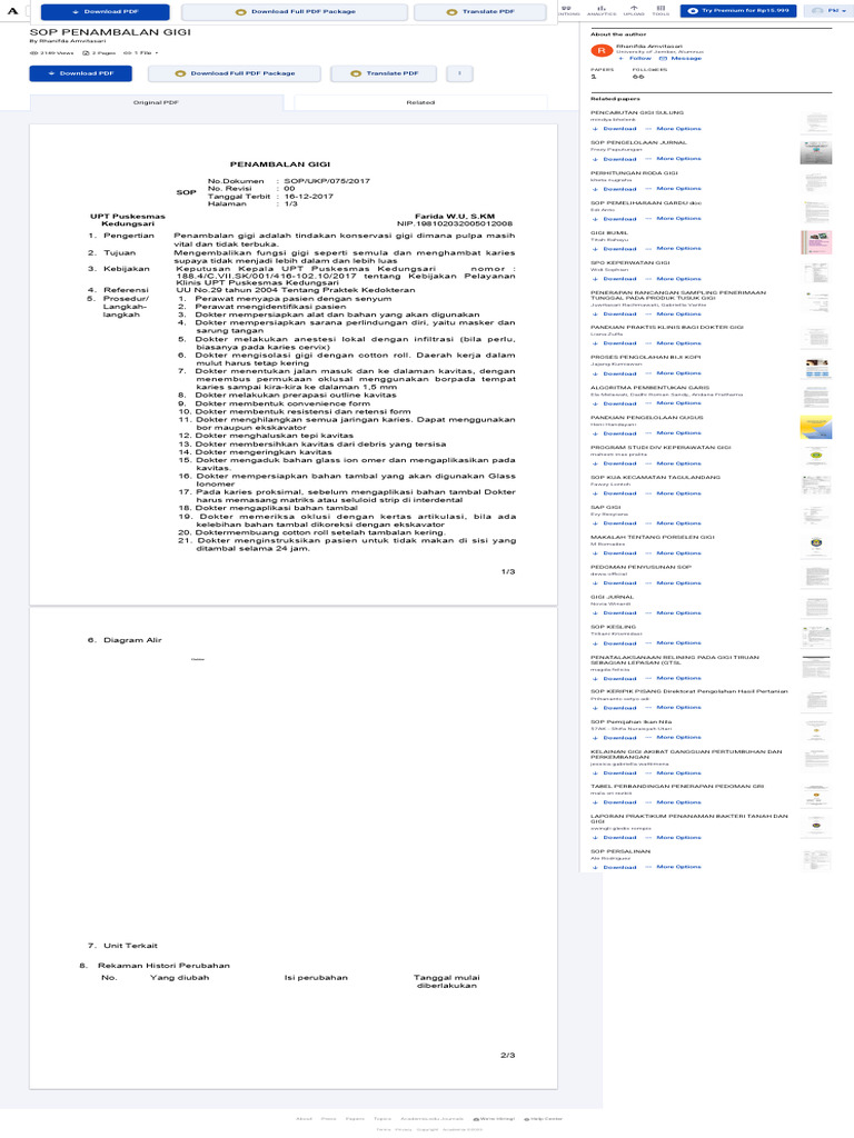 Sop Penambalan Gigi | PDF