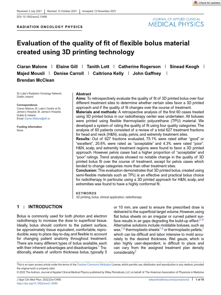 Evaluation of The Quality of Fit of Flexible Bolus Material | PDF ...