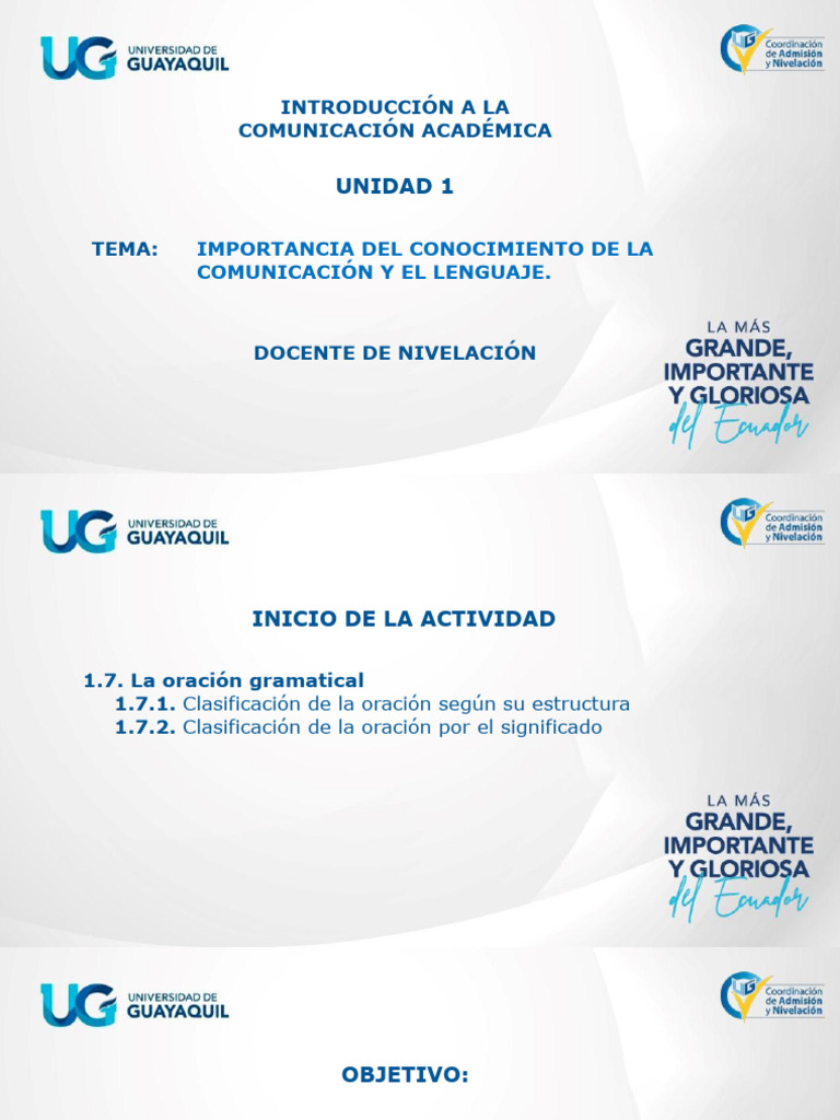 U1-CLASE 3-S3.pptx | PDF | Oración (Lingüística) | Predicado (Gramática)