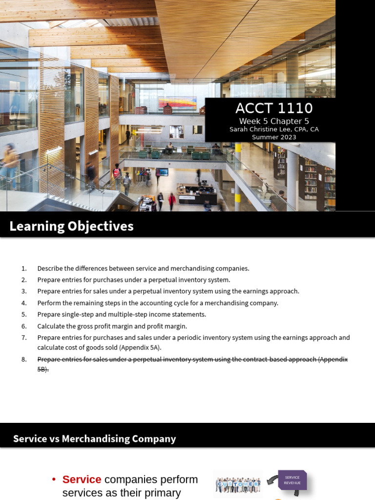 ACCT 1110 Week 5 CH 5 Slides Print Version | PDF | Revenue | Cost Of ...