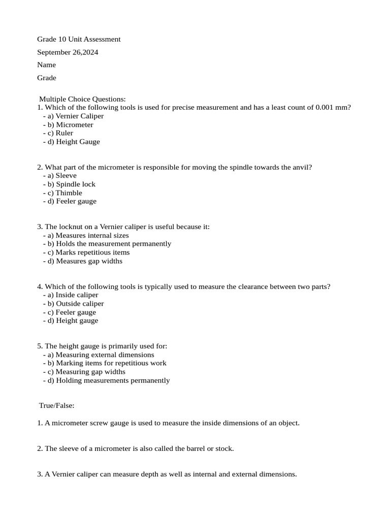 Grade 10 Exam | PDF