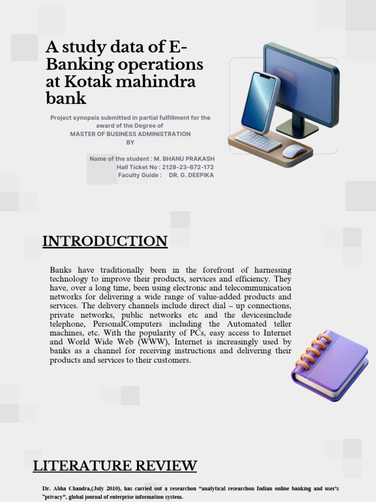 To Study Data of E-Banking Operations at Kotak Mahindra Bank | PDF ...