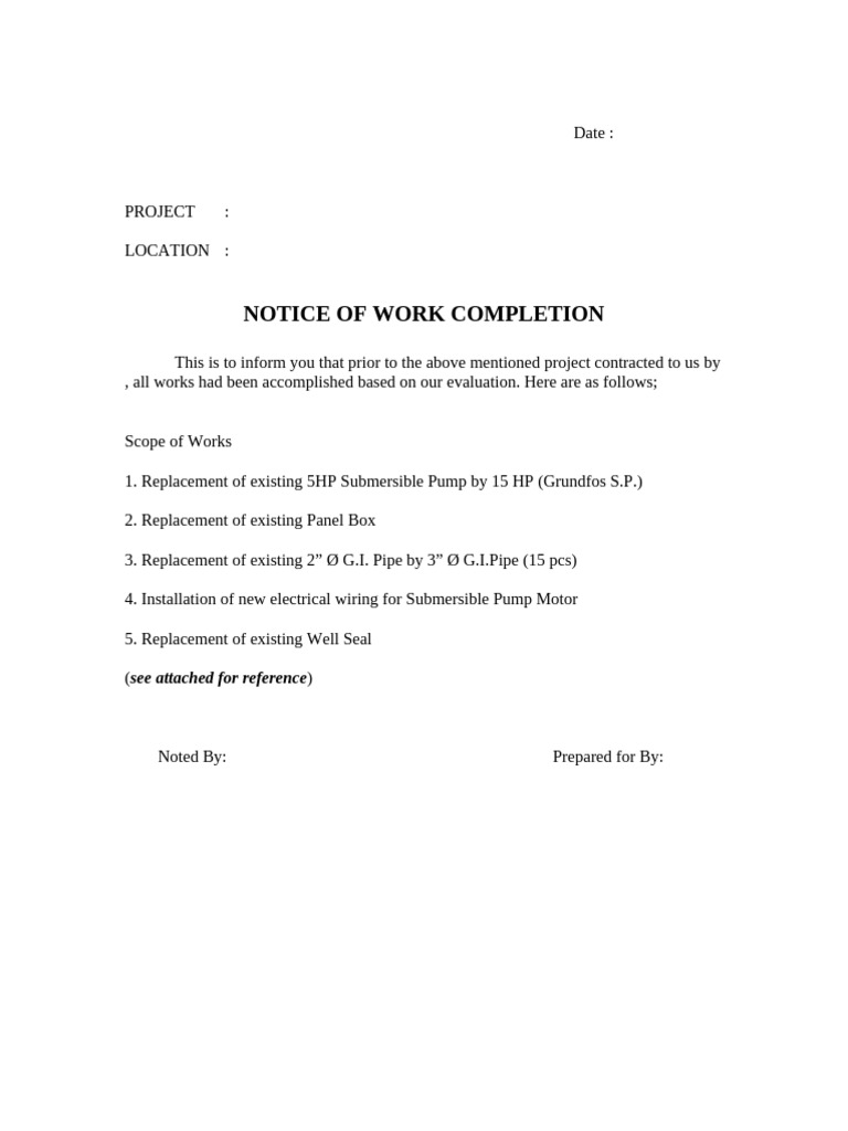 N.O.C. Notice of Completion | PDF