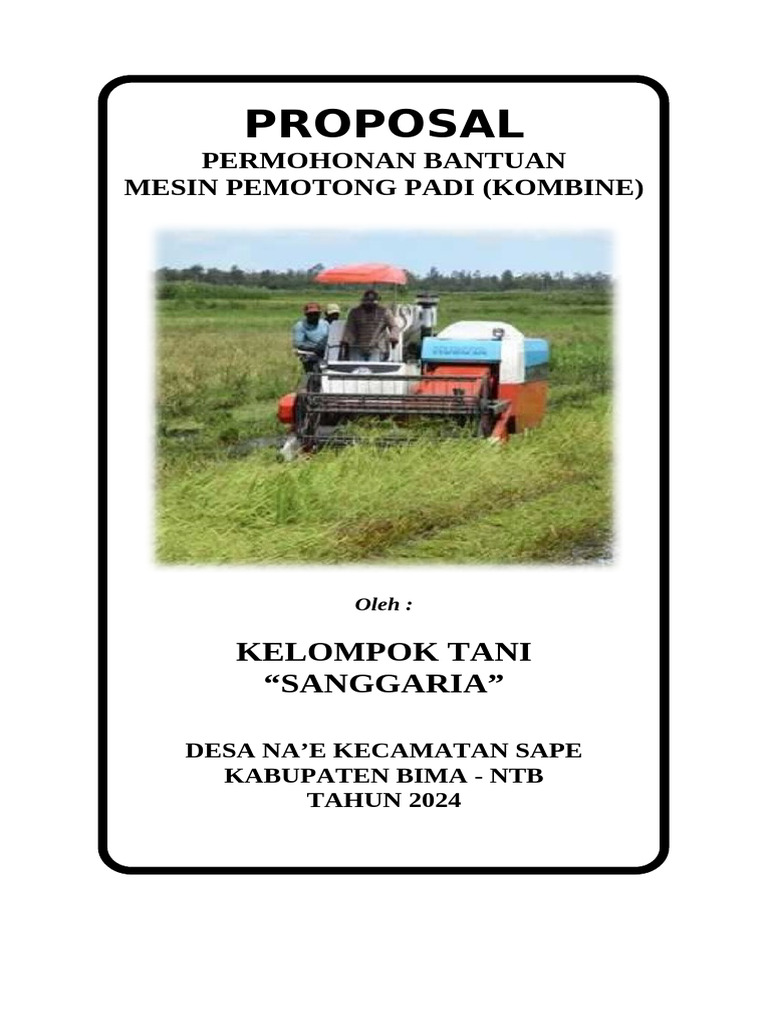 Proposal Mesin Pemotong Padi Desa Nae | PDF